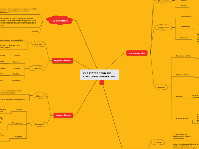 CLASIFICACIÓN DE LOS CARBOHIDRATOS - Mind Map